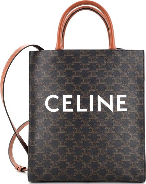 Celine Vertical Cabas Tote Triomphe Coated Canvas Small Shopstyle