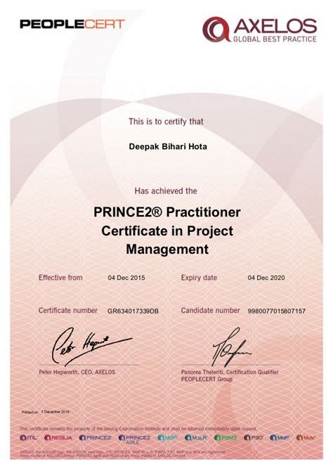 Prince2 Practitioner Certificate