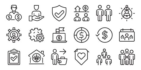 Employee Benefit Related Editable Stroke Outline Icons Set Isolated Flat Illustration On White