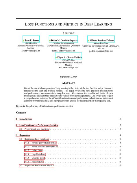 Loss Functions And Metrics In Deep Learning Pdf
