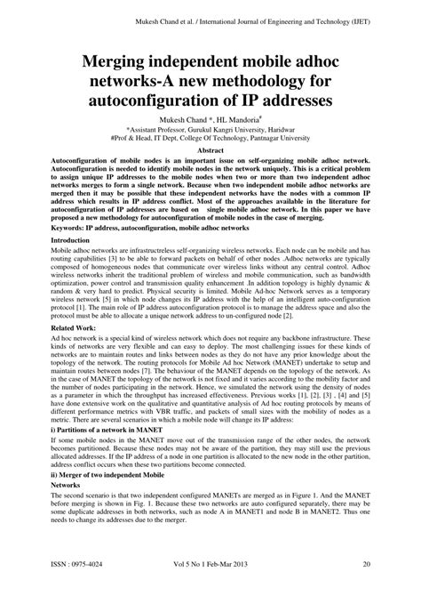Pdf Merging Independent Mobile Adhoc Networks A New Methodology For