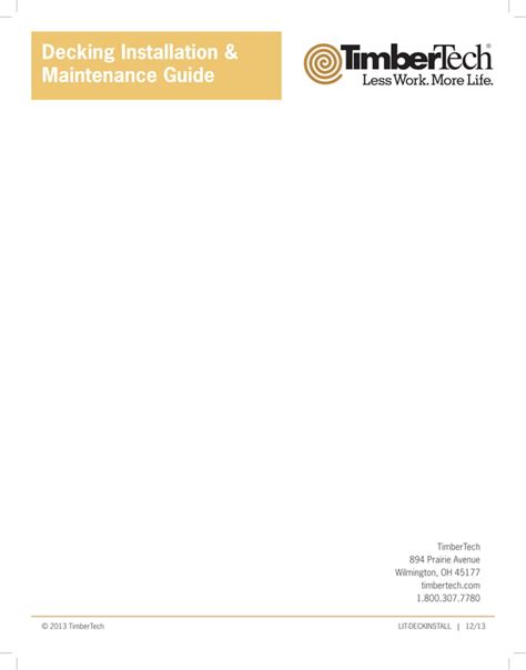 Timbertech Decking Install Guide Pdf Woodworking Arts And Crafts