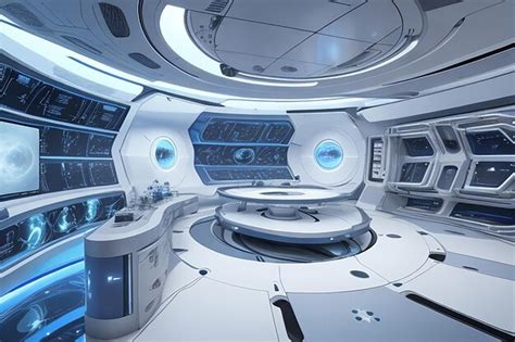 Premium Ai Image Futuristic Quantum Space Exploration Lab