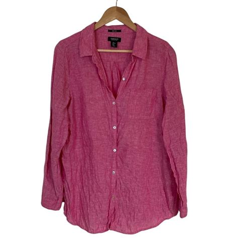 Jones New York Tops Jones New York Womens Pink Button Up Linen