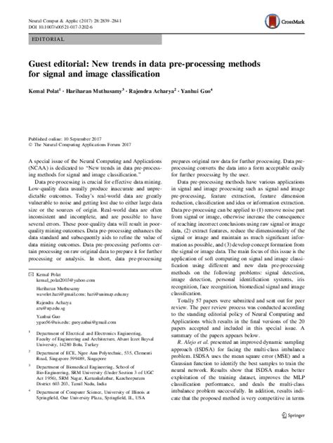 Pdf Guest Editorial New Trends In Data Pre Processing Methods For Signal And Image Classification