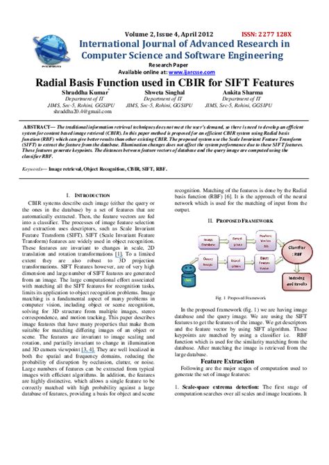 Pdf Radial Basis Function Used In Cbir For Sift Features