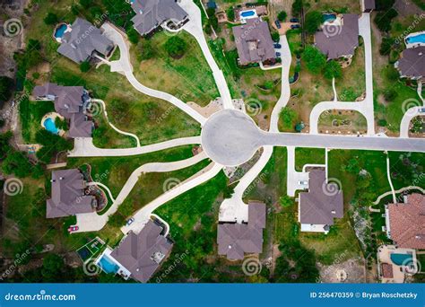 Looking Straight Down Above New Houses In Cul De Sac Stock Image