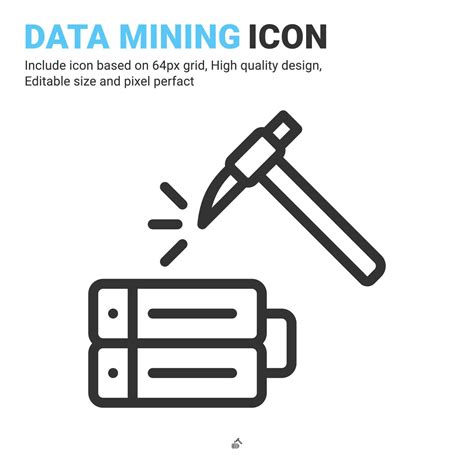 Data Mining Icon Vector With Outline Style Isolated On White Background