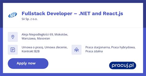 Oferta Pracy Fullstack Developer Net And Reactjs Sii Sp Z Oo