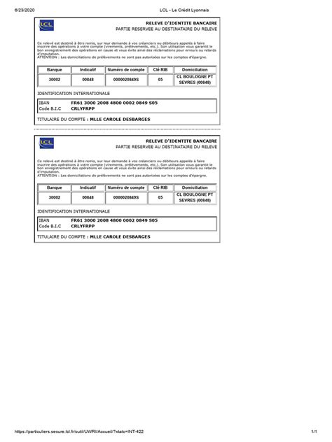 Rib Lcl Pdf Banques Investisseur Institutionnel