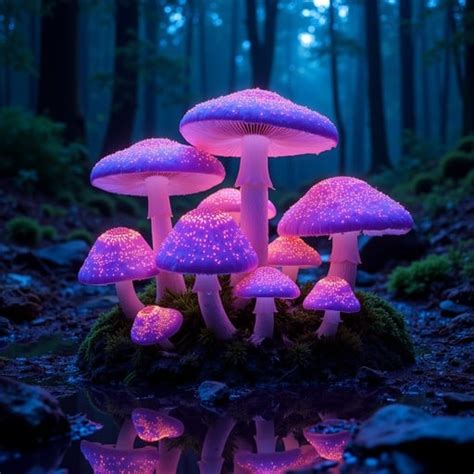 Free Glowing Purple Mushrooms Image Mushroom Fungi Bioluminescent