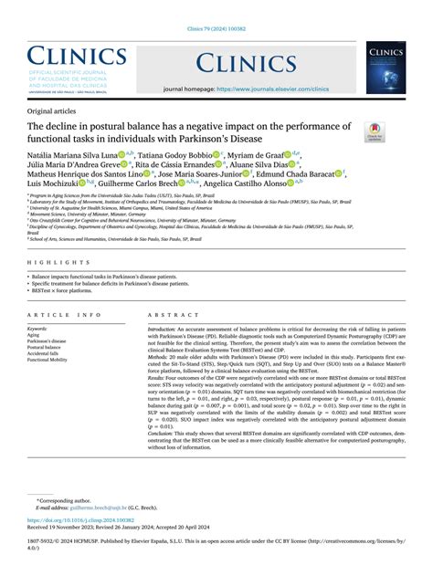 Pdf The Decline In Postural Balance Has A Negative Impact On The Performance Of Functional