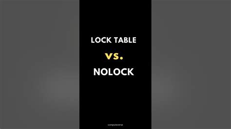 Sql Lock Table Vs Nolock ️ Youtube