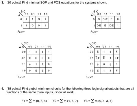 solved 3 20 points find minimal sop and pos equations for