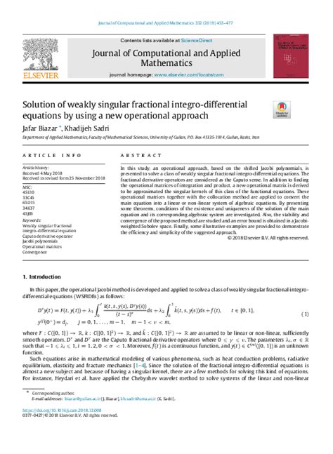 Pdf Solution Of Weakly Singular Fractional Integro Differential