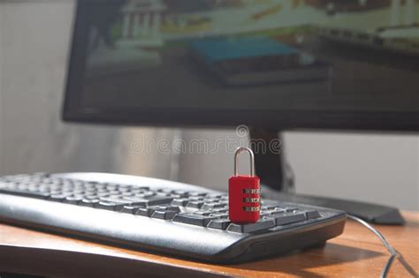 Padlock With A Computer Cybersecurity And Digital Data Protection
