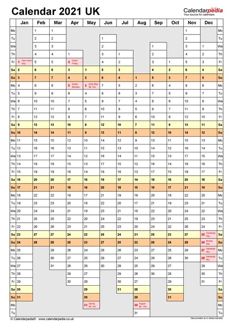 Calendar 2021 Uk Free Printable Pdf Templates