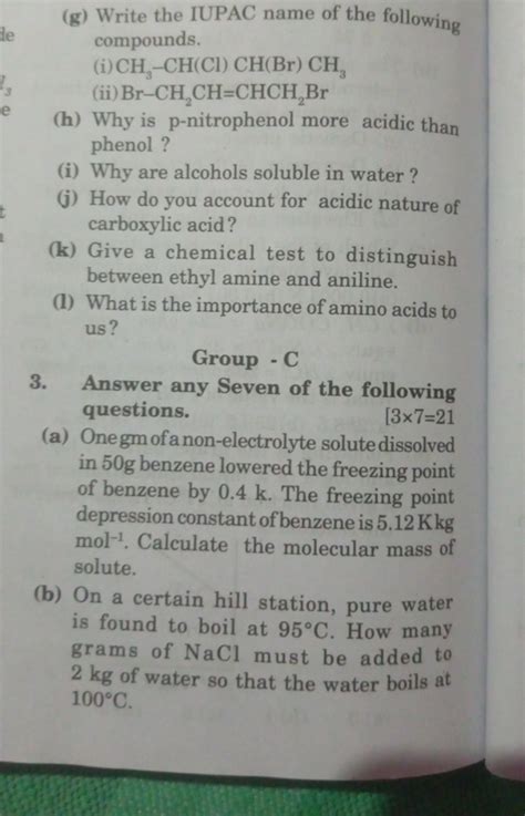 G Write The Iupac Name Of The Following Compounds I Ch3 −ch Cl Ch Br
