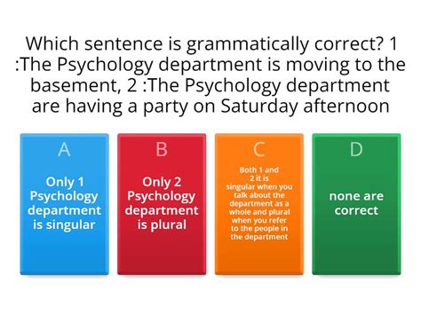 Subejct Verb Agreement Cuestionario