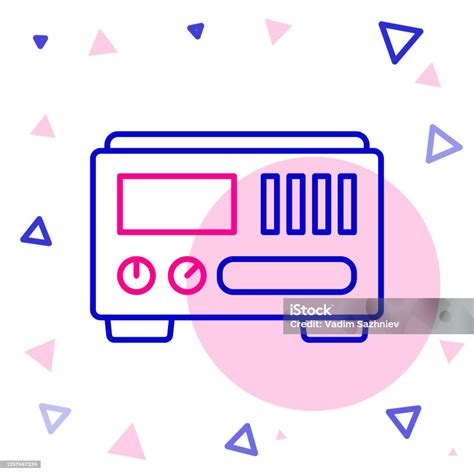 흰색 배경에 격리 된 라인 전기 측정 기기 아이콘 아날로그 장치 가전 제품 다채로운 개요 개념 벡터 일러스트레이션 건강 검진에 대한 스톡 벡터 아트 및 기타 이미지 Istock