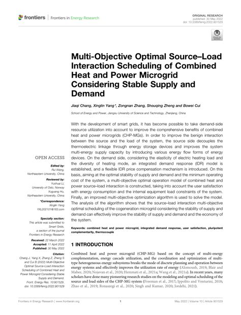 Pdf Multi Objective Optimal Sourceload Interaction Scheduling Of Combined Heat And Power