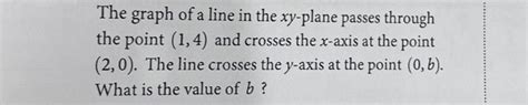 Solved The Graph Of A Line In The Xy Plane Passes Through The Point 1 4 And Crosses The X