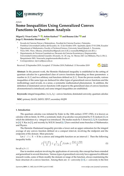 Pdf Some Inequalities Using Generalized Convex Functions In Quantum Analysis