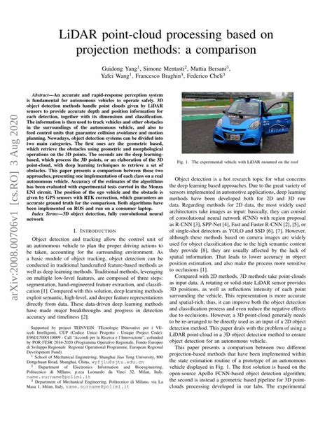 Pdf Lidar Point Cloud Processing Based On Projection Methods