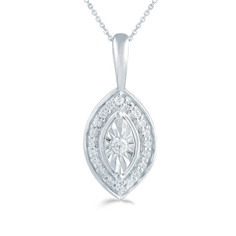 110ct Tw Diamond Marquise Shaped Pendant In Sterling Silver With 18