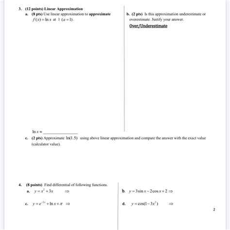 solved 3 12 points linear approximation a 8 pts use