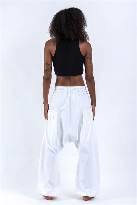 Cotton Women Harem Pants In Solid White