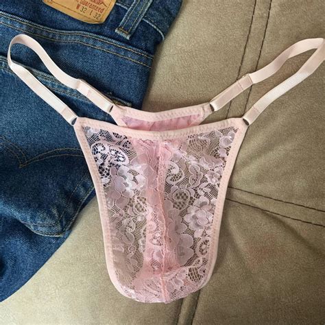 Mens Thong Pink Lace Feminine Panties For Himsensual Men Underwear