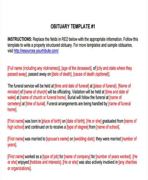 Free 38 Sample Obituary In Pdf Word