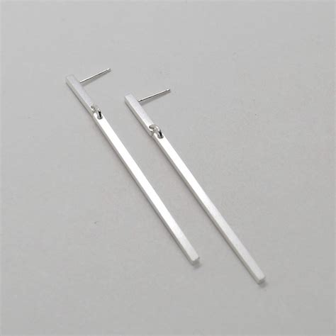 Silver Line Earrings Etsy