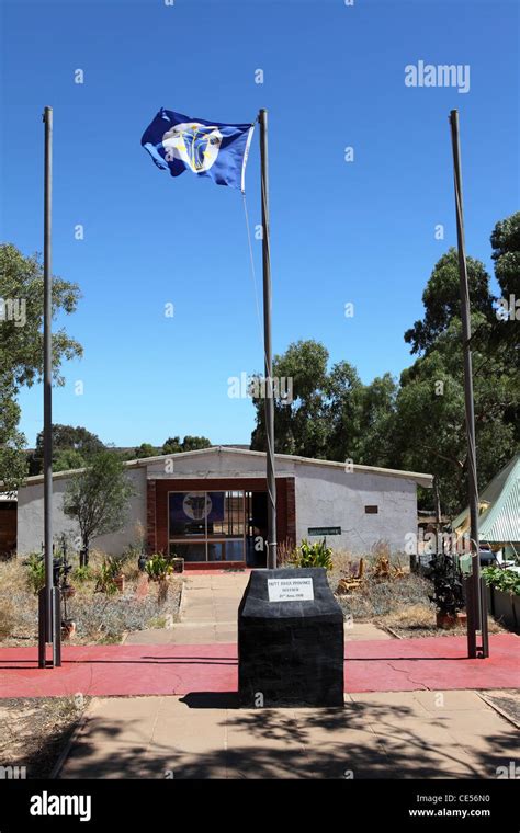 The Flag Of The Principality Of Hutt River Flies Before The Principalitys Souvenir Shop Stock