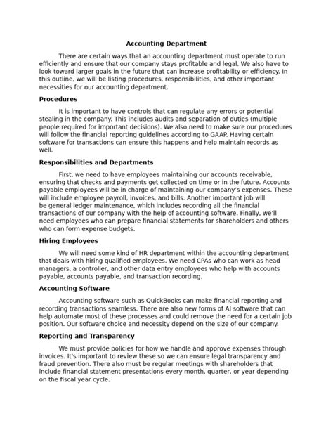 Accounting Department Guidelines Pdf