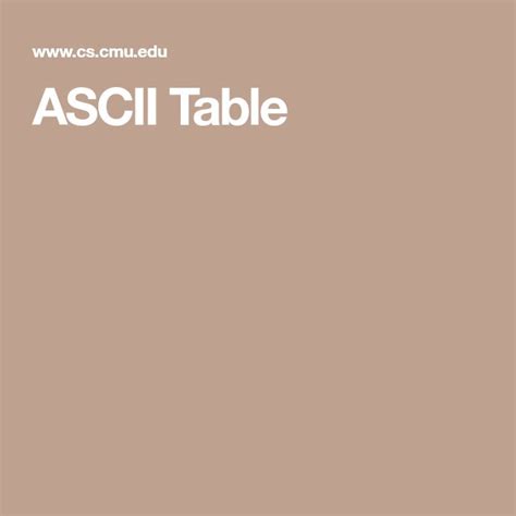 ASCII Table Ascii Table Handouts