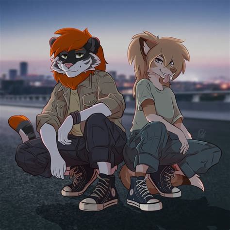 Urban Anthro Furry Duo City Sunset Character By Ariathefox On Deviantart