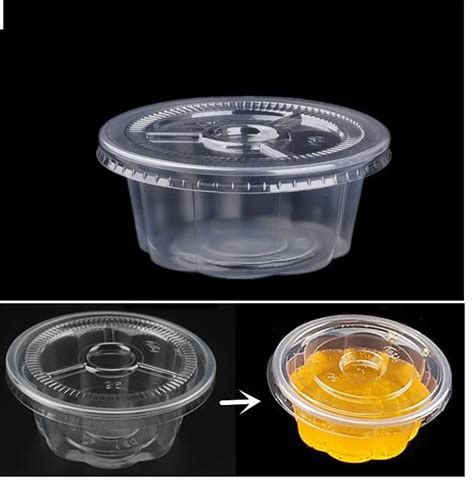 100 Pcs 일회용 젤리 컵 푸딩 플라스틱 컵 시럽 식품 수프 포장 Pvc 상자 뚜껑 친환경 투명 컨테이너pvc Box
