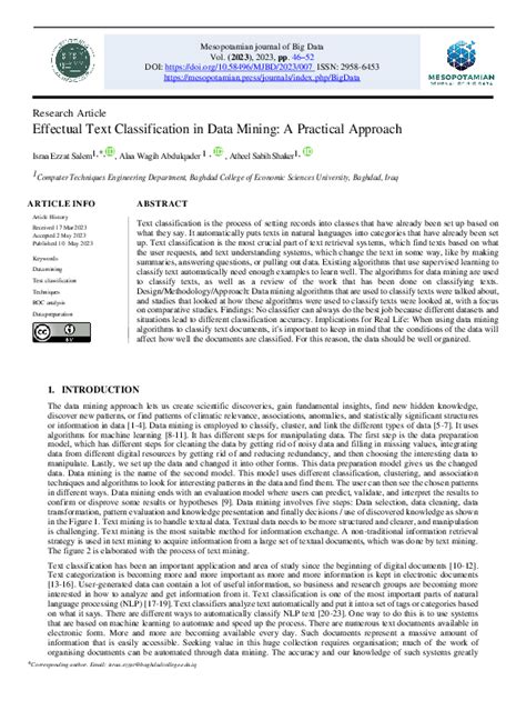 Pdf Effectual Text Classification In Data Mining A Practical