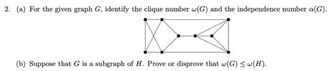 solved a for the given graph g identify the clique number w g and