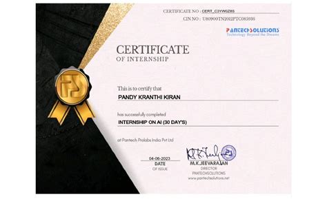 Pandy Kranthi Kiran On Linkedin Pantechsolutions Internship Artificialintelligence