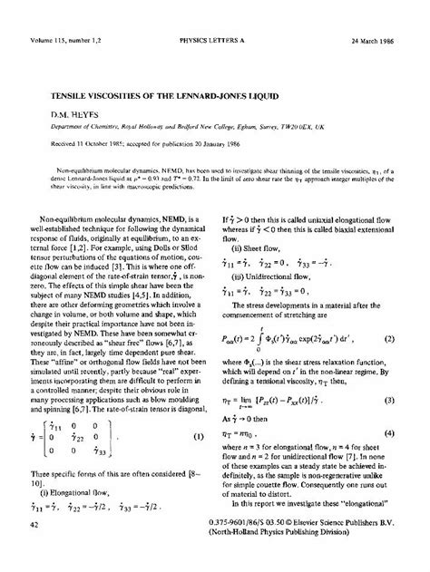 Pdf Tensile Viscosities Of The Lennard Jones Liquid Dokumentips