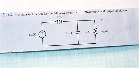 Solved Find The Transfer Function For The Following Circuit With