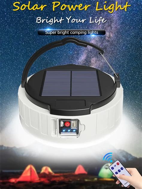 야외 리모컨 태양광 LED 캠핑 조명 가지 모드 텐트 램프 휴대용 충전식 랜턴 바베큐 낚시용 비상등 alshop