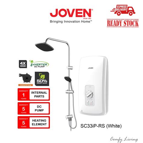 Joven Sc33ip Rs Instant Water Heater With Booster Dc Pump Rain Shower