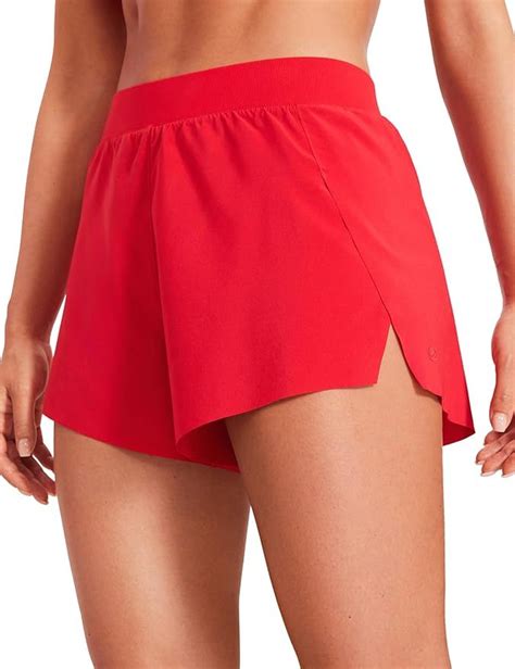 Crz Yoga Running Shorts For Women High Waisted V Split Gym Workout