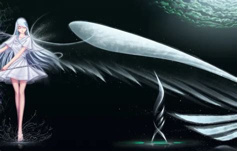 Wallpaper The Sky Water Girl Clouds Squirt Magic Wings Anime For