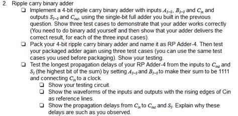 2 Ripple Carry Binary Adder Implement A 4 Bit Ripple