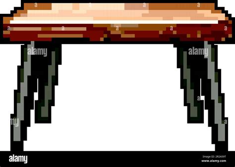 Desk Wood Table Game Pixel Art Vector Illustration Stock Vector Image